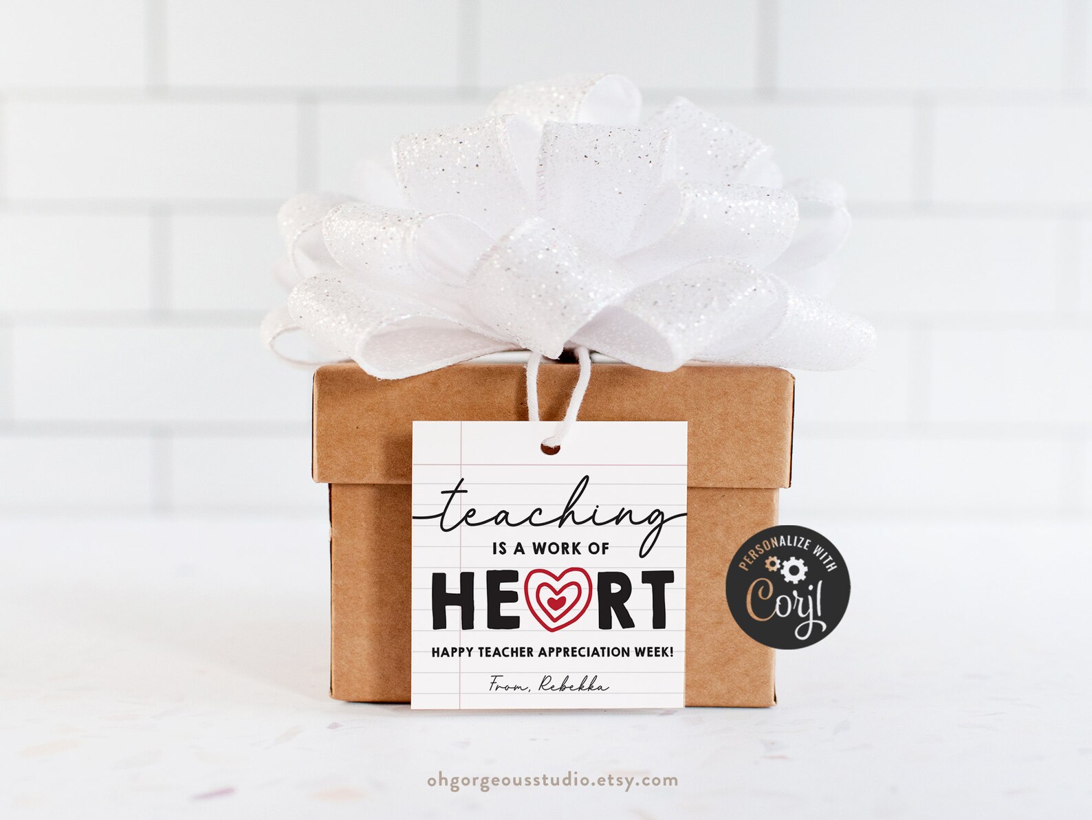Teacher Appreciation Gift Tag Teaching is A Work of Heart Teacher ...