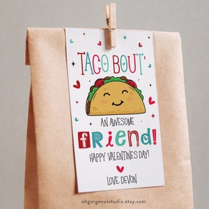 Editable Taco Bout an Awesome Friend Valentine's Day Favor Tag ...