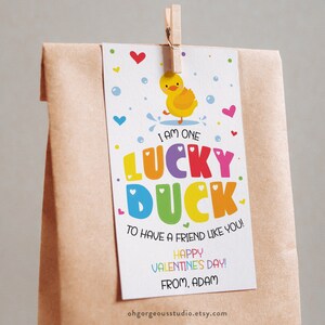 Printable Lucky Duck Valentine's Day Tags | Printable Valentine ...
