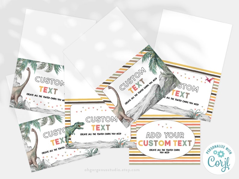 Dinosaur Birthday Food Cards: Editable Dino Party Labels (digital ...