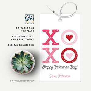 Printable Valentine's Day Gift Tag | XOXO Valentine's Favor Tag ...