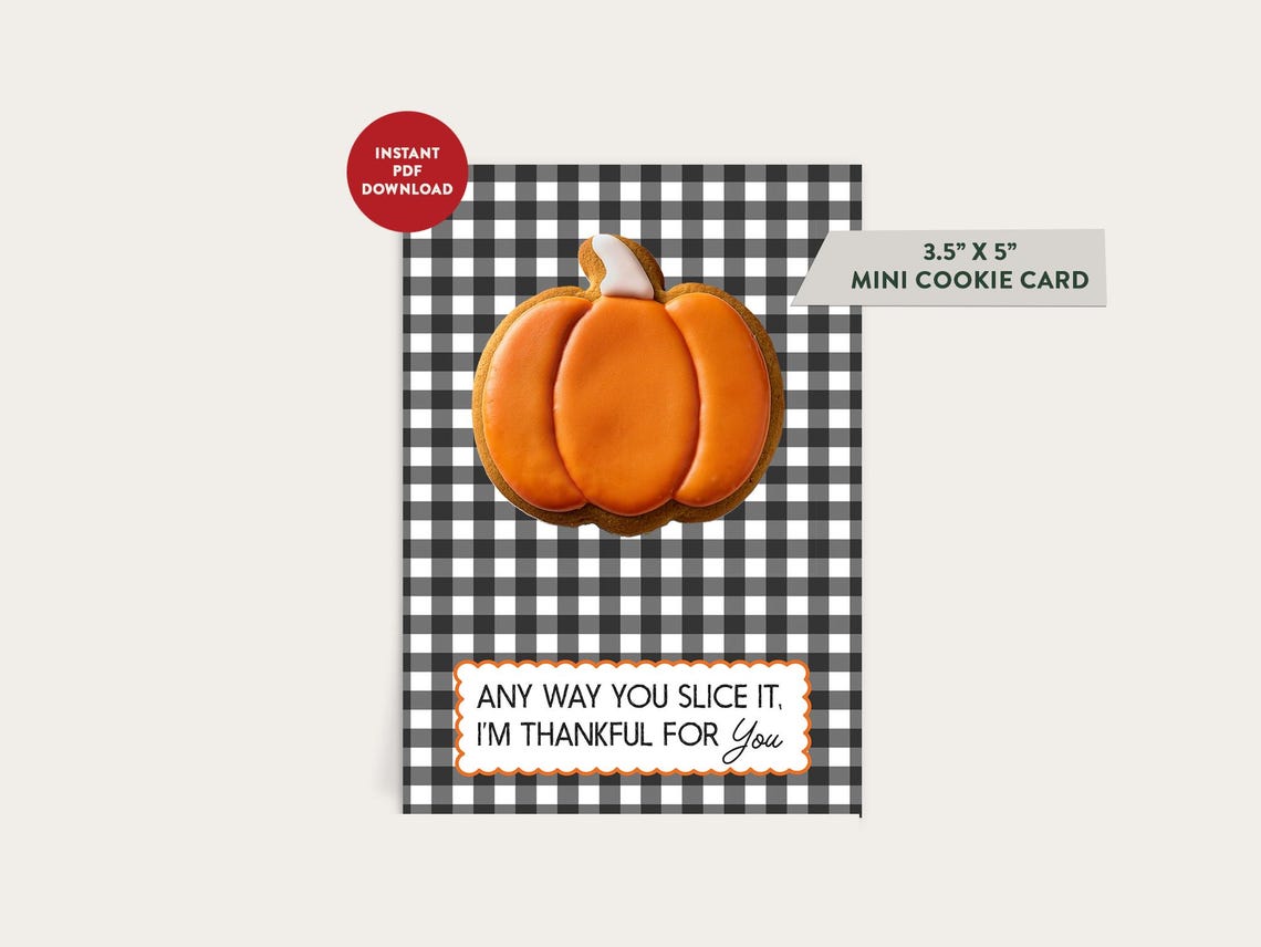 Printable Thanksgiving Cookie Card: Pumpkin Pie Design (PDF) - Etsy