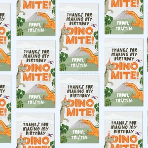 Dino Birthday Thank You Tags: Editable Dinosaur Party Favors (digital ...