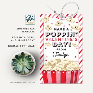 Printable Have a Popping Valentine's Day Card | Popcorn Valentine Tag ...