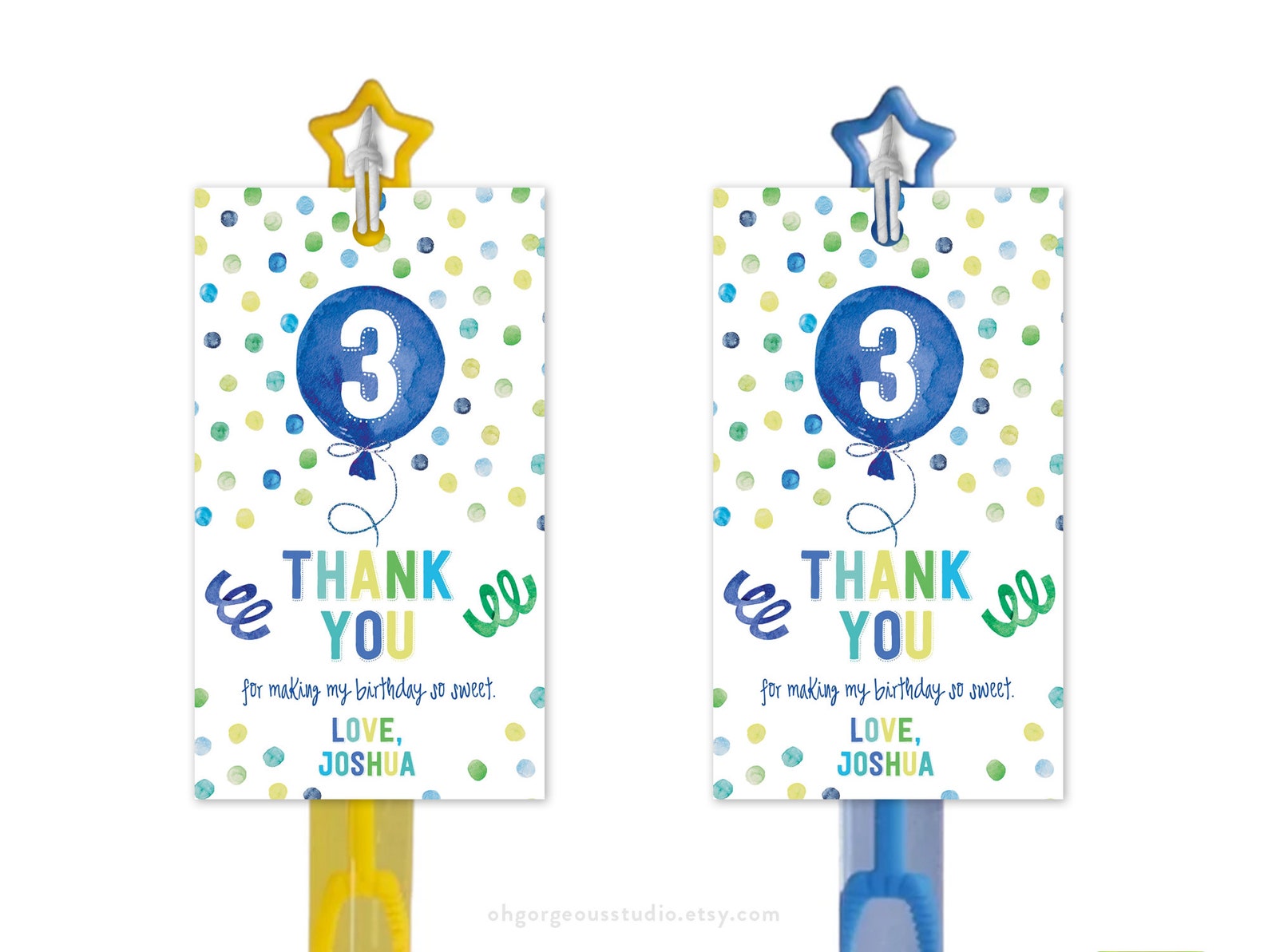 Confetti Birthday Favor Tag: Editable Blue Party Tag (instant Download ...