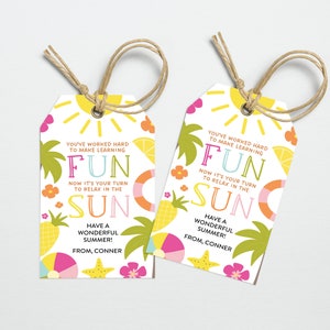 End of School Year Tags | Relax in the Sun, Gift Tag for Teacher, Gift ...