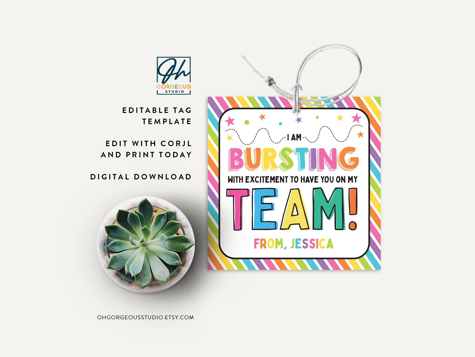 Back to School Gift Tag: Team Teacher Staff (corjl Editable, PDF) - Etsy