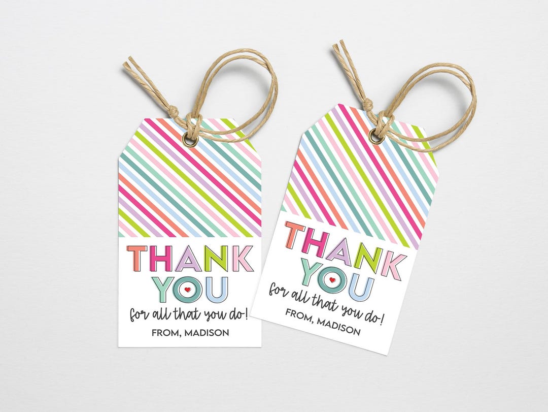 Editable Appreciation Tags | Personalized Appreciation Editable Thank ...