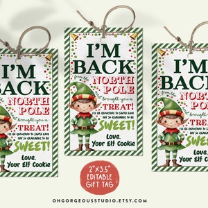 Elf I Am Back Gift Tags Christmas Elf Tradition Printable Gift Tag, Elf ...