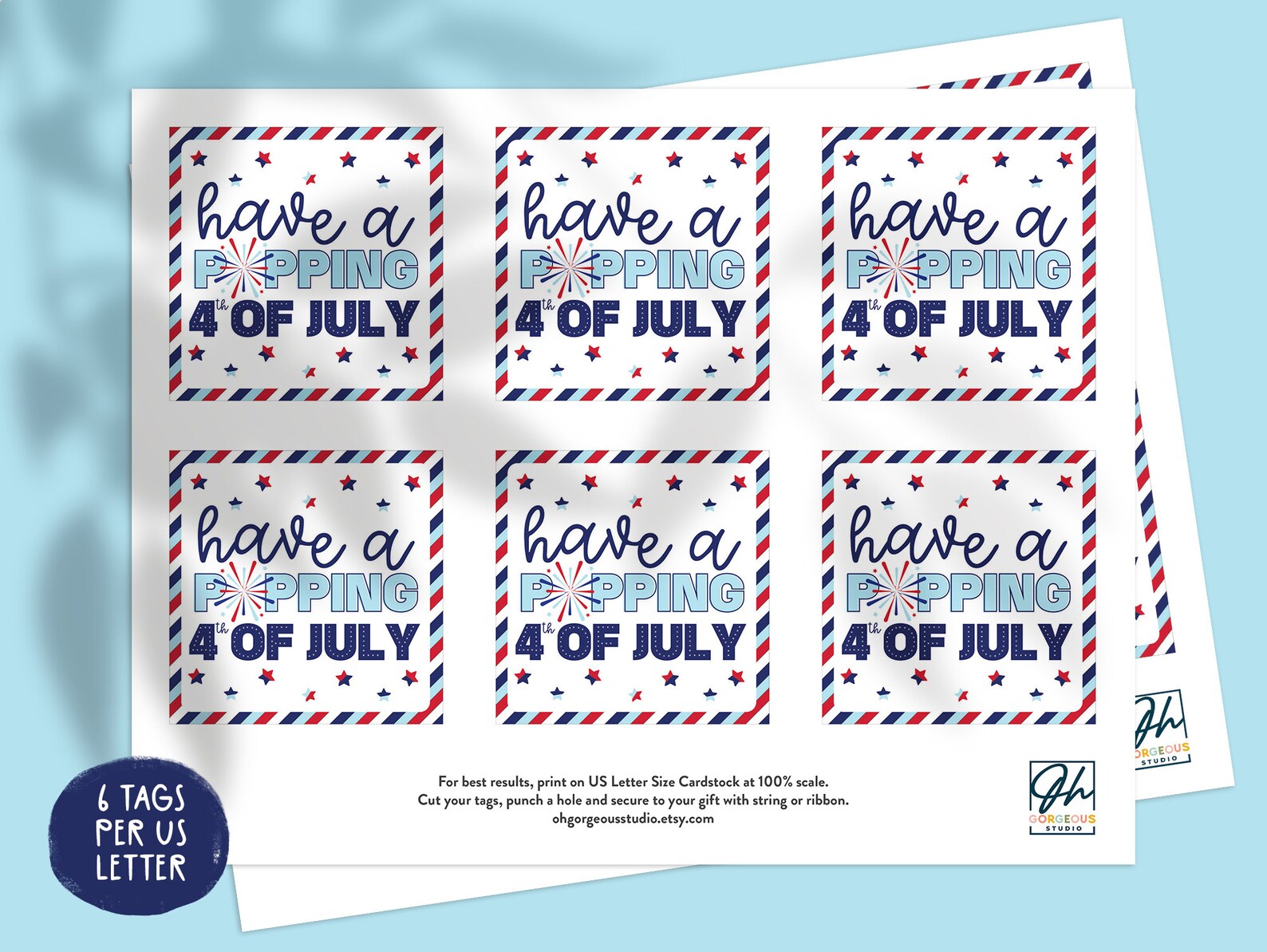 4th of July Favor Tag Printable Gift Tag Independence Day - Etsy