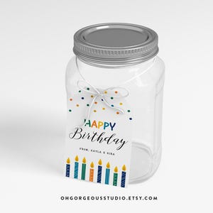 Printable Birthday Gift Tag Template: Colorful Candles (digital ...
