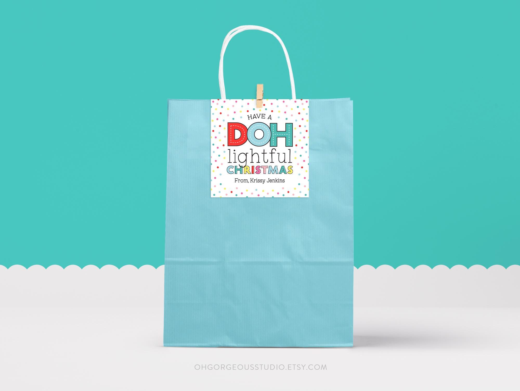 DOH Lightful Christmas Playdough Gift Tag | Printable Teacher Gift ...