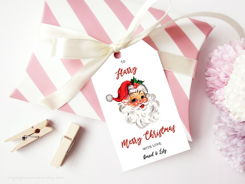Editable Santa Christmas Gift Tag Template | Printable Holiday Label ...