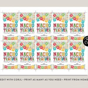 Nacho Average Teacher Gift Tag Template | Printable Mexican Themed ...
