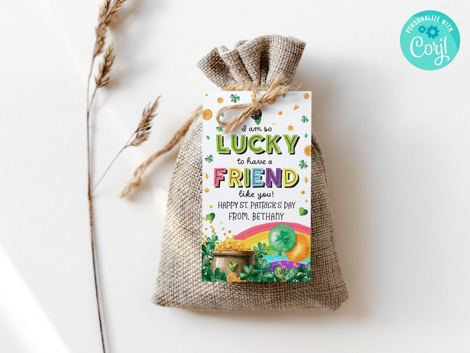 Printable St. Patrick's Day Gift Tag Label Happy St. Patrick's Day Tag ...