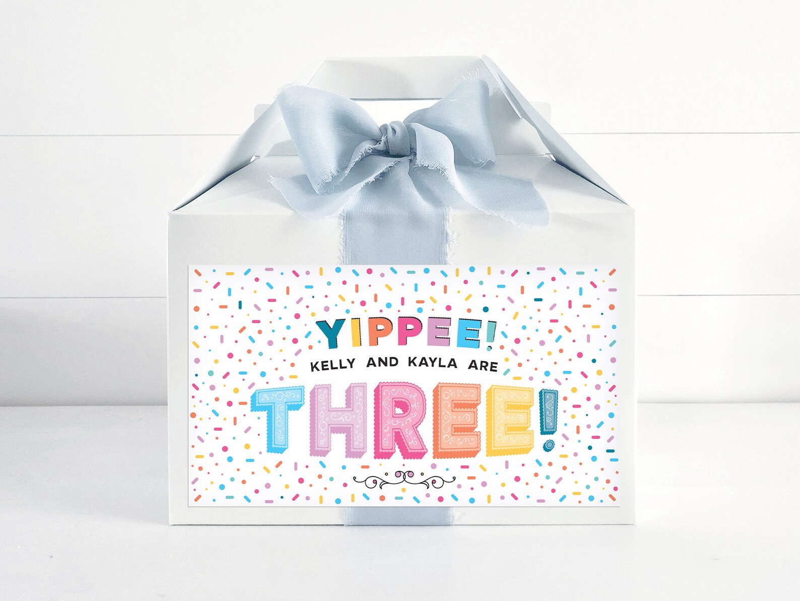 Party Gable Box for Yippee I'm Three Birthday Party, Edit in Corjl ...