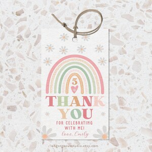 Boho Daisy Birthday Tag | Editable Hang Tag, Printable Gift Tag, Party ...