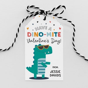 Editable Valentine's Day Dinosaur Favor Tag | Printable Roarsome Dino ...
