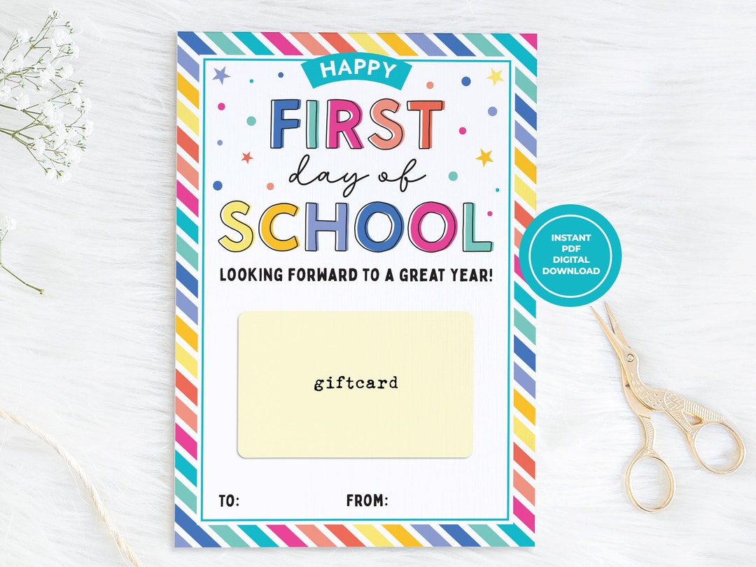 Back to School Teacher Printable Gift Card Holder, Colourful Gift Card ...