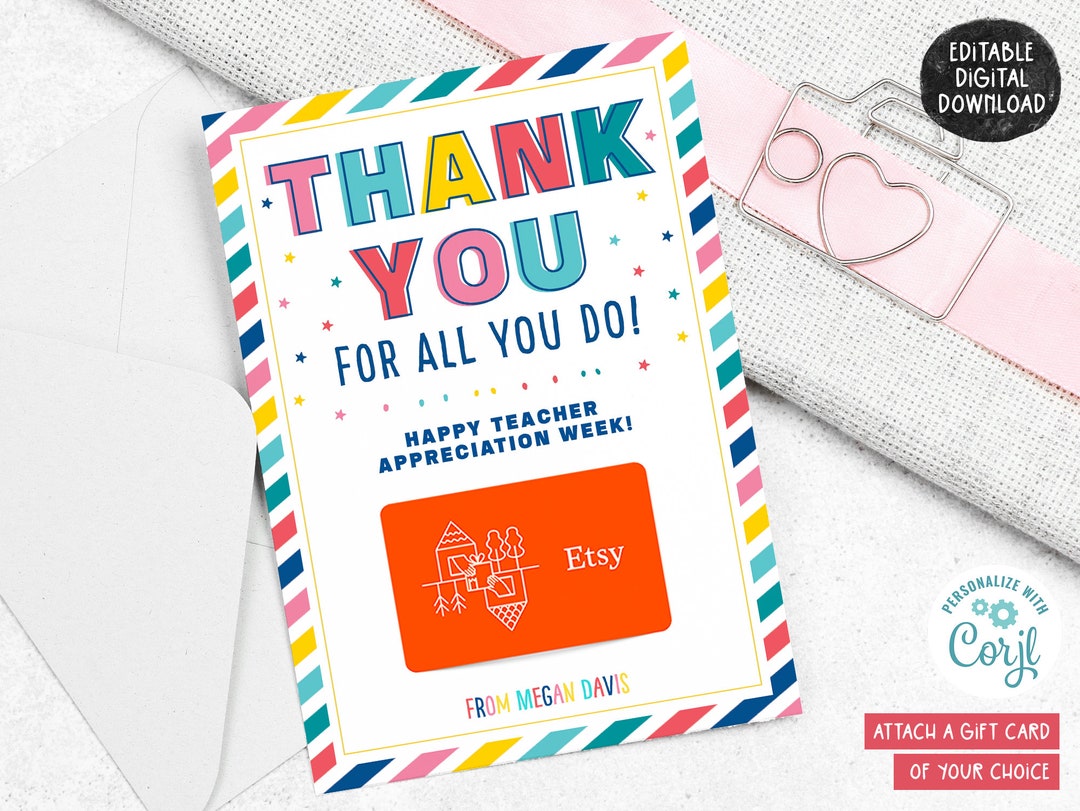 Printable Teacher Appreciation Card | Teacher Appreciation Gift Card ...