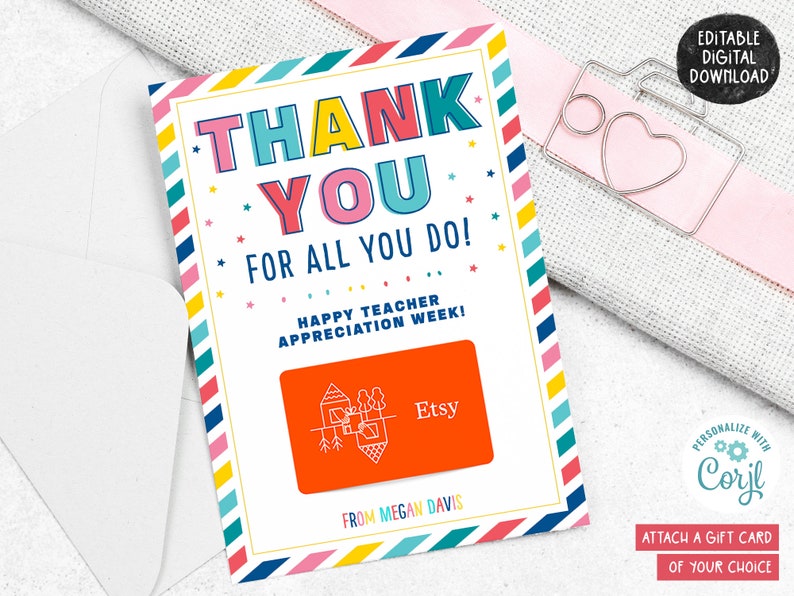 Printable Teacher Appreciation Card Teacher Appreciation Gift Card ...