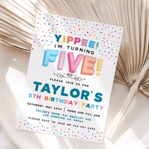 5th Birthday Invitation: Yippee Party Template (digital Invitation) - Etsy