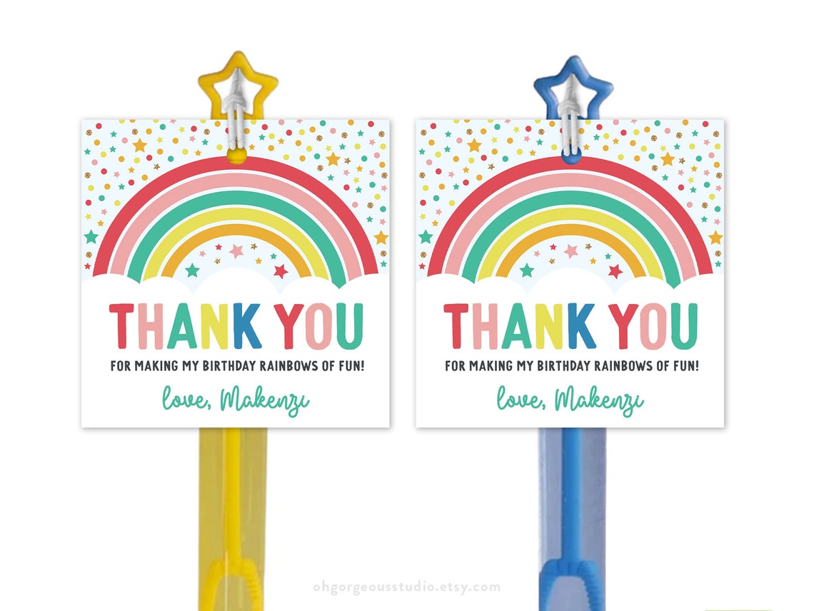 Rainbow of Fun Thank You Tag Printable Birthday Favor - Etsy