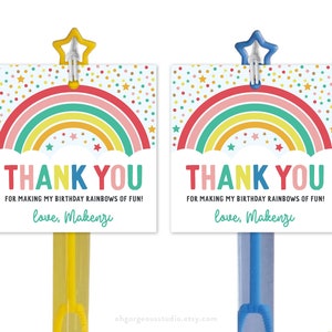 Rainbow of Fun Thank You Tag | Printable Birthday Favor, Editable ...