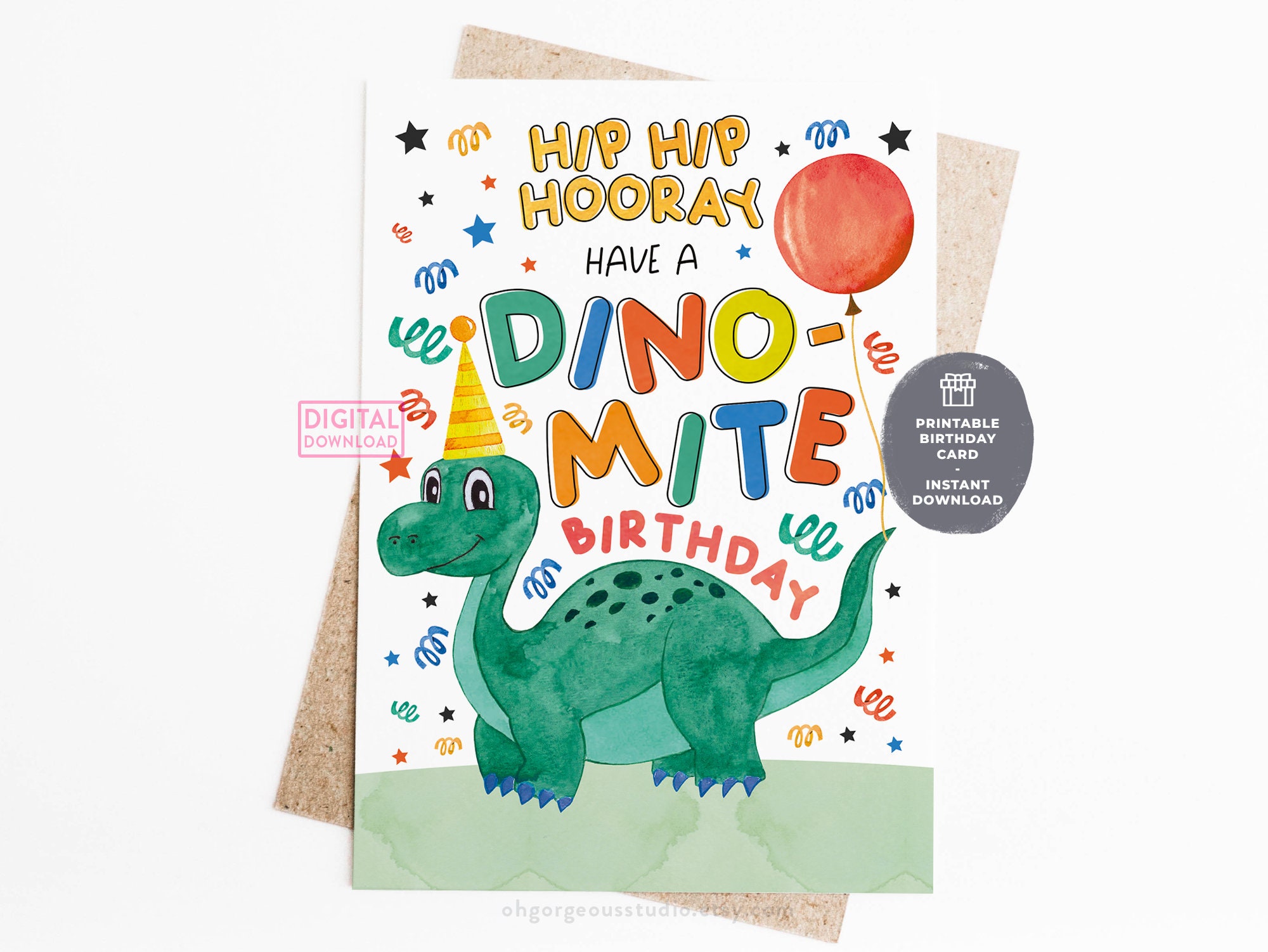 Dinosaur Birthday Card Printable Dinosaur Card for Any Age, Dino Mite ...