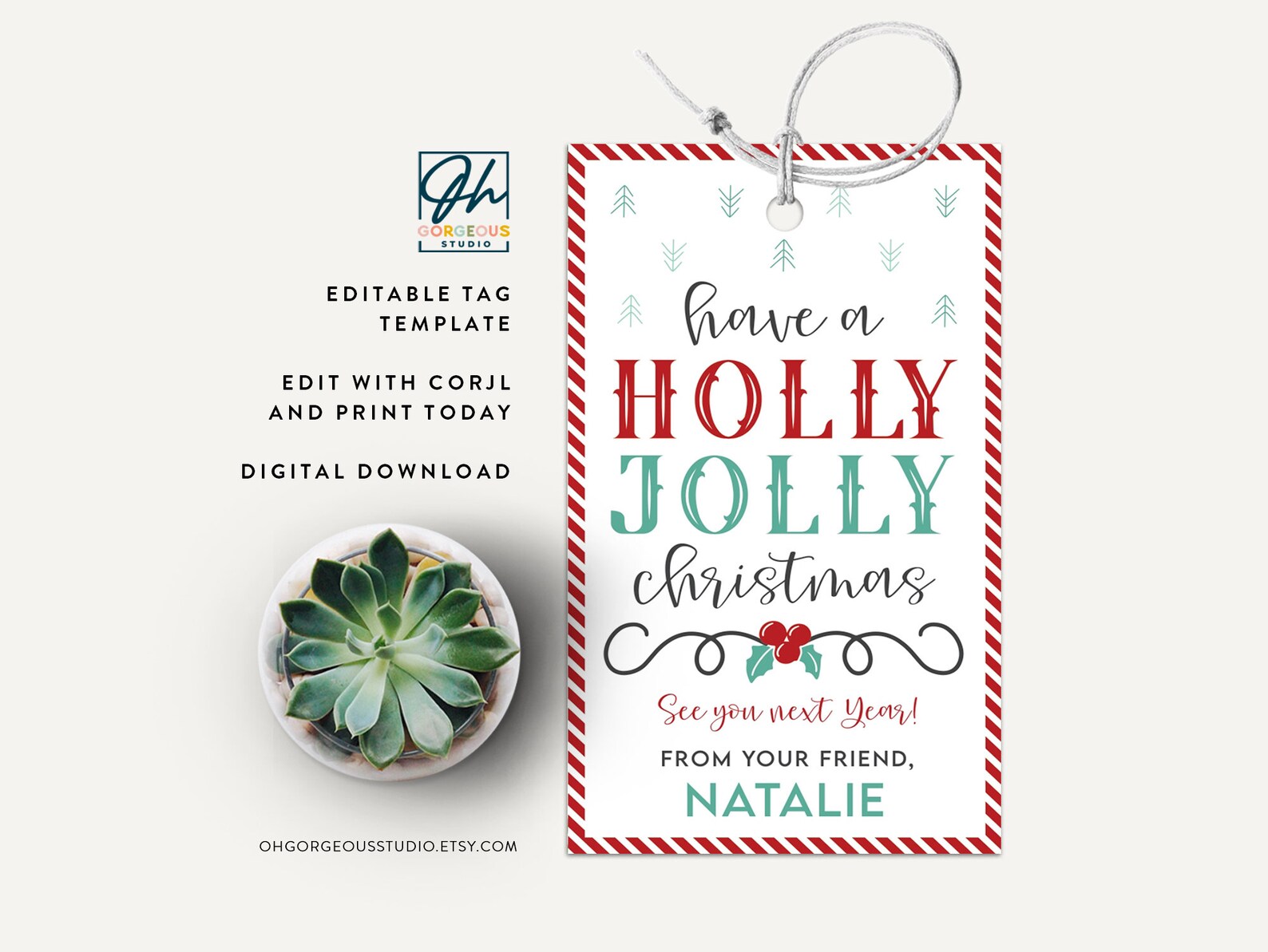 Have A Holly Jolly Christmas Tag | Printable Christmas Gift Tag, Class ...