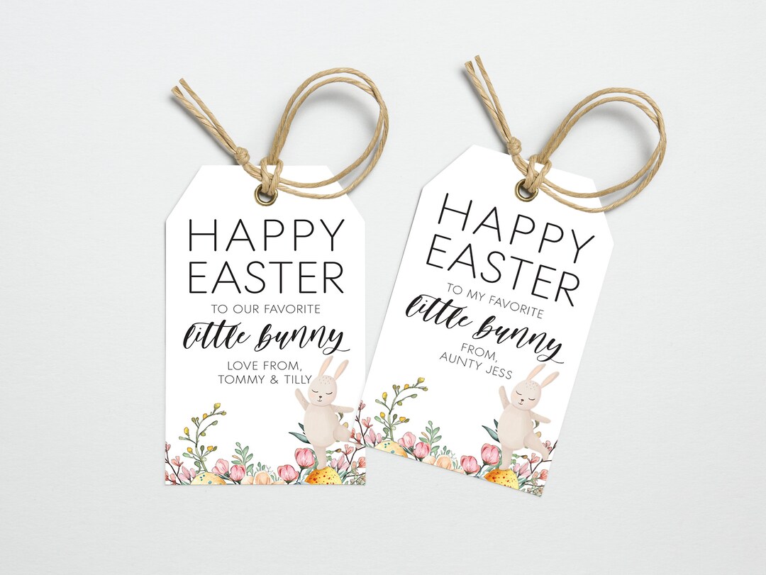 Easter Gift Tag Template: Bunny Basket Tag, Editable Printable (PDF) - Etsy