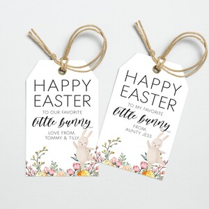 Easter Gift Tag Template: Bunny Basket Tag, Editable Printable (PDF) - Etsy