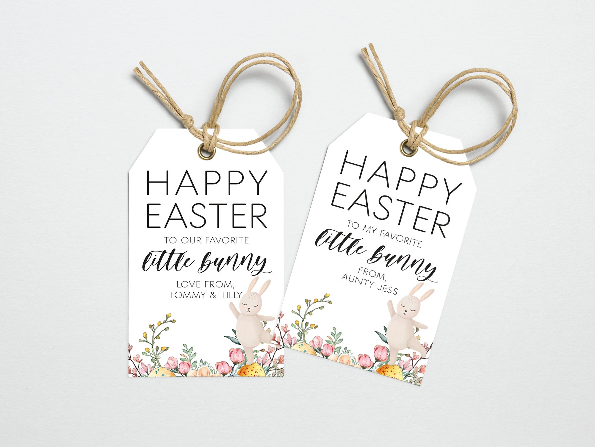 Easter Gift Tag Template: Bunny Basket Tag, Editable Printable (PDF) - Etsy