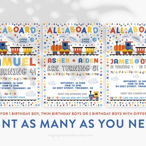 Train Birthday Invitation: Blue Railway Party (digital Download) - Etsy