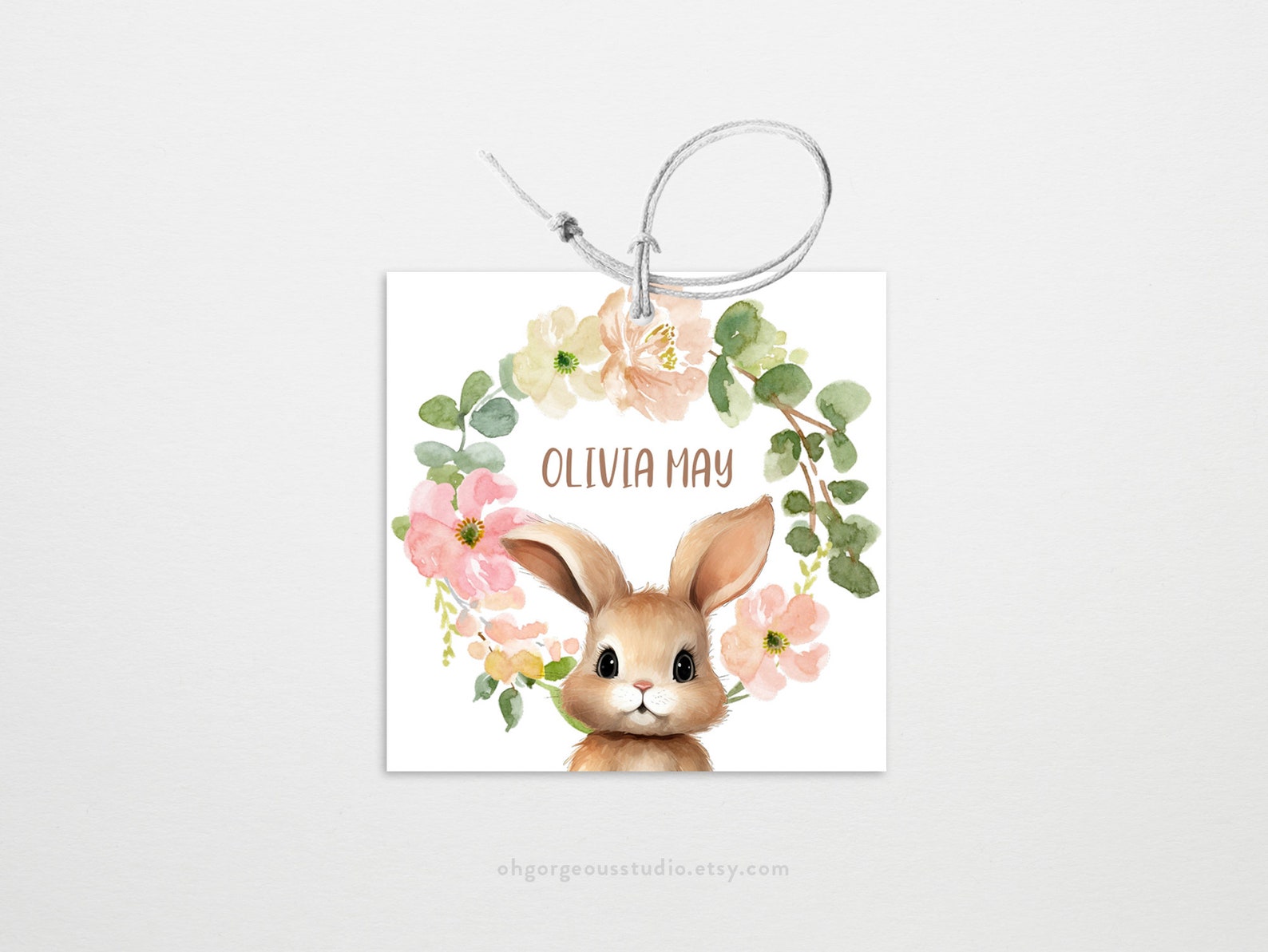 Printable Easter Basket Gift Tag Instant Download Cute Easter Bunny ...