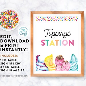 Ice Cream Sprinkles Tented Food Cards | Buffet Bar Editable Label ...