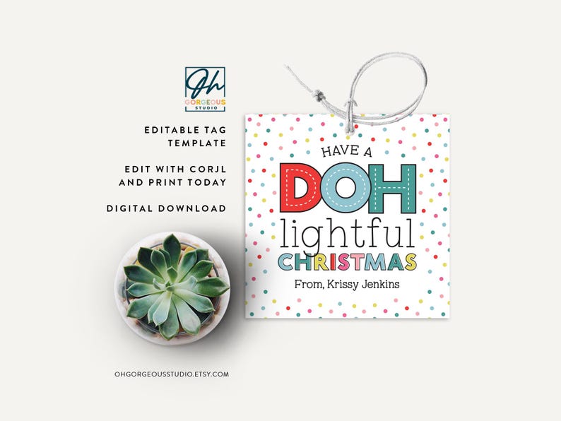 DOH Lightful Christmas Playdough Gift Tag | Printable Teacher Gift ...
