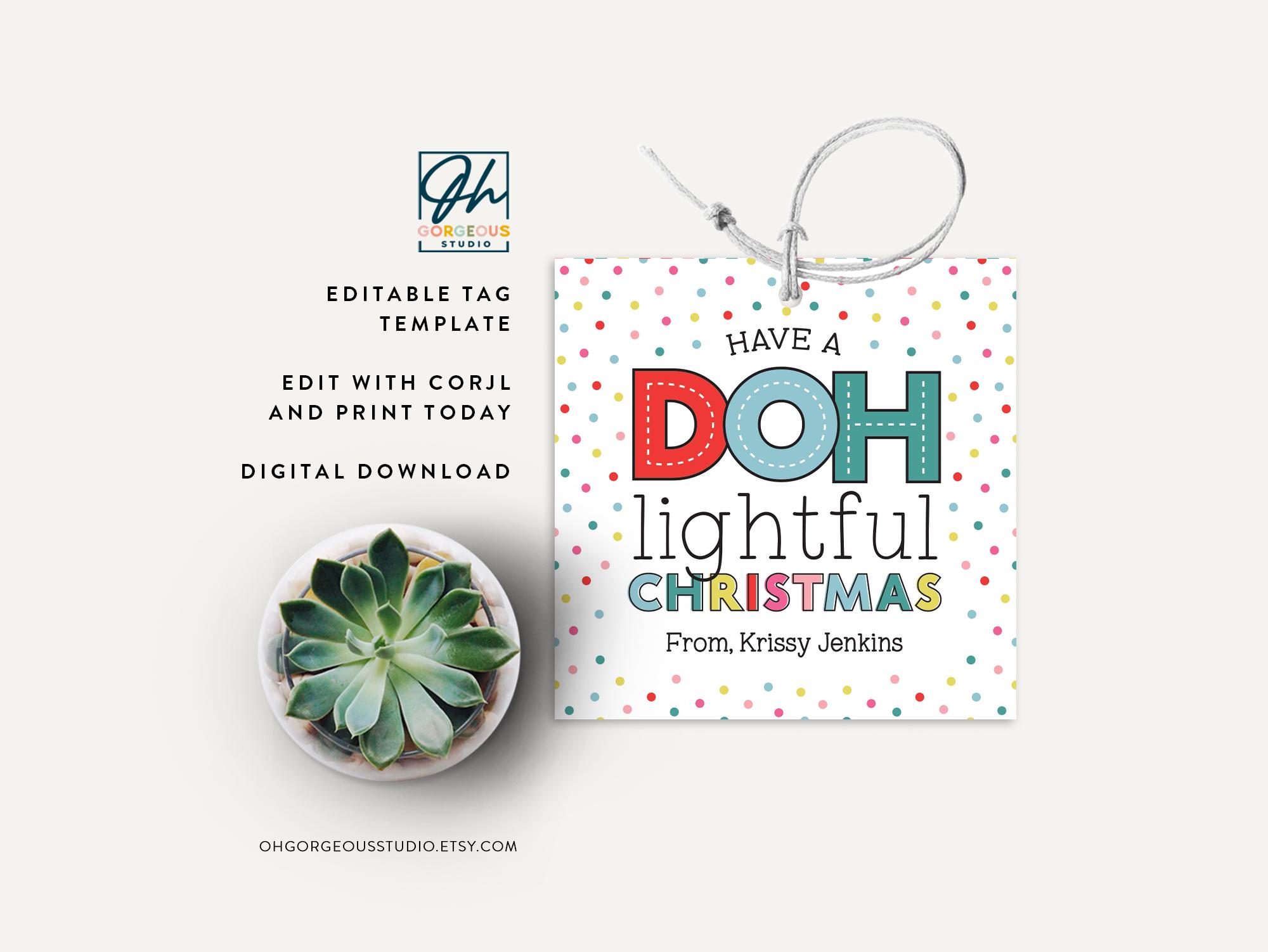 DOH Lightful Christmas Playdough Gift Tag | Printable Teacher Gift ...