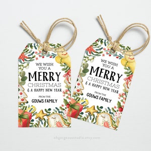 Merry Christmas Gift Tag Printable | Editable Holiday Favor (digital ...