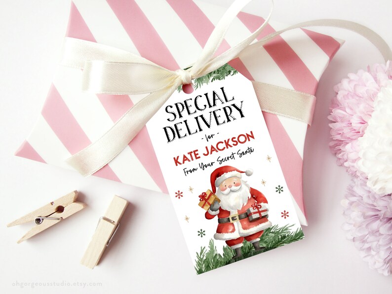 Secret Santa Gift Tag Template Printable Kris Kringle Gift Tags ...