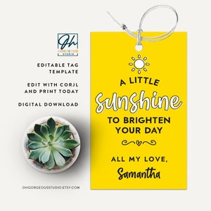 A Little Sunshine to Brighten Your Day Gift Tags, Yellow Sunshine Gift ...