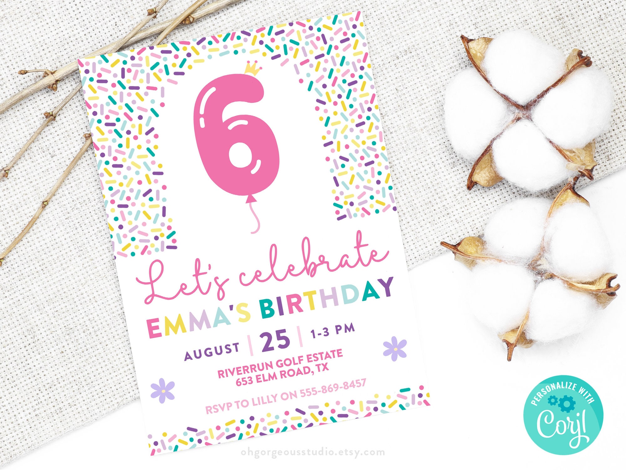 6th Birthday Invitation Sprinkles Party Printable Birthday - Etsy Australia