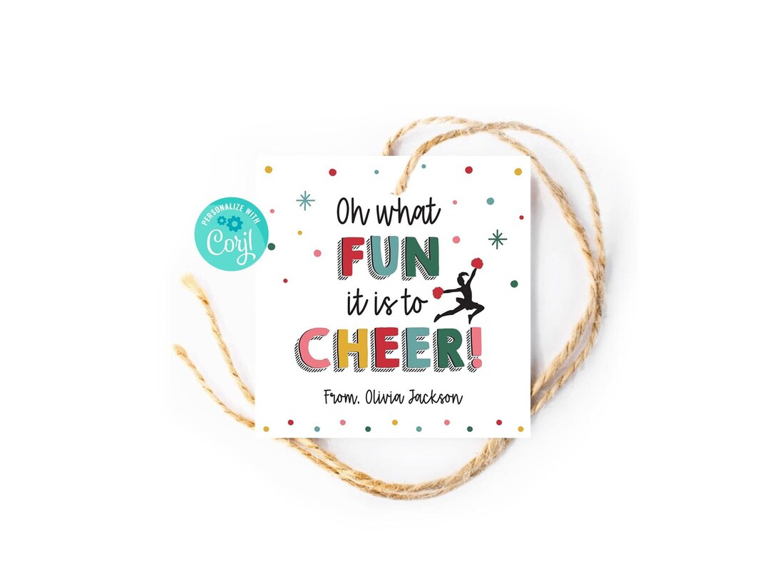 Printable Oh What Fun It is to Cheer, Cheer Themed Tags or Sticker ...