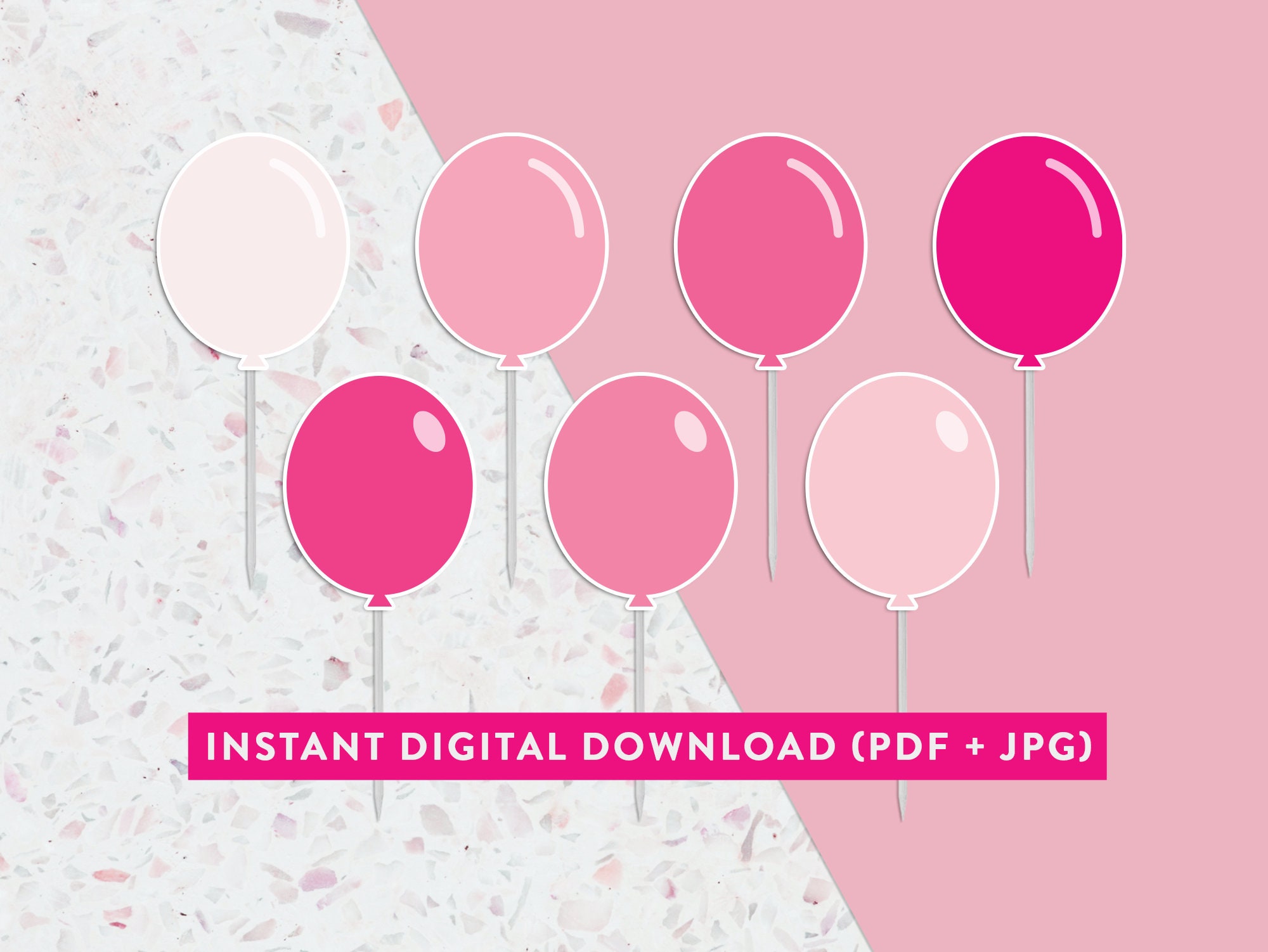 Printable Balloon Cake Toppers: Pastel Party Decor (JPG, PDF) - Etsy