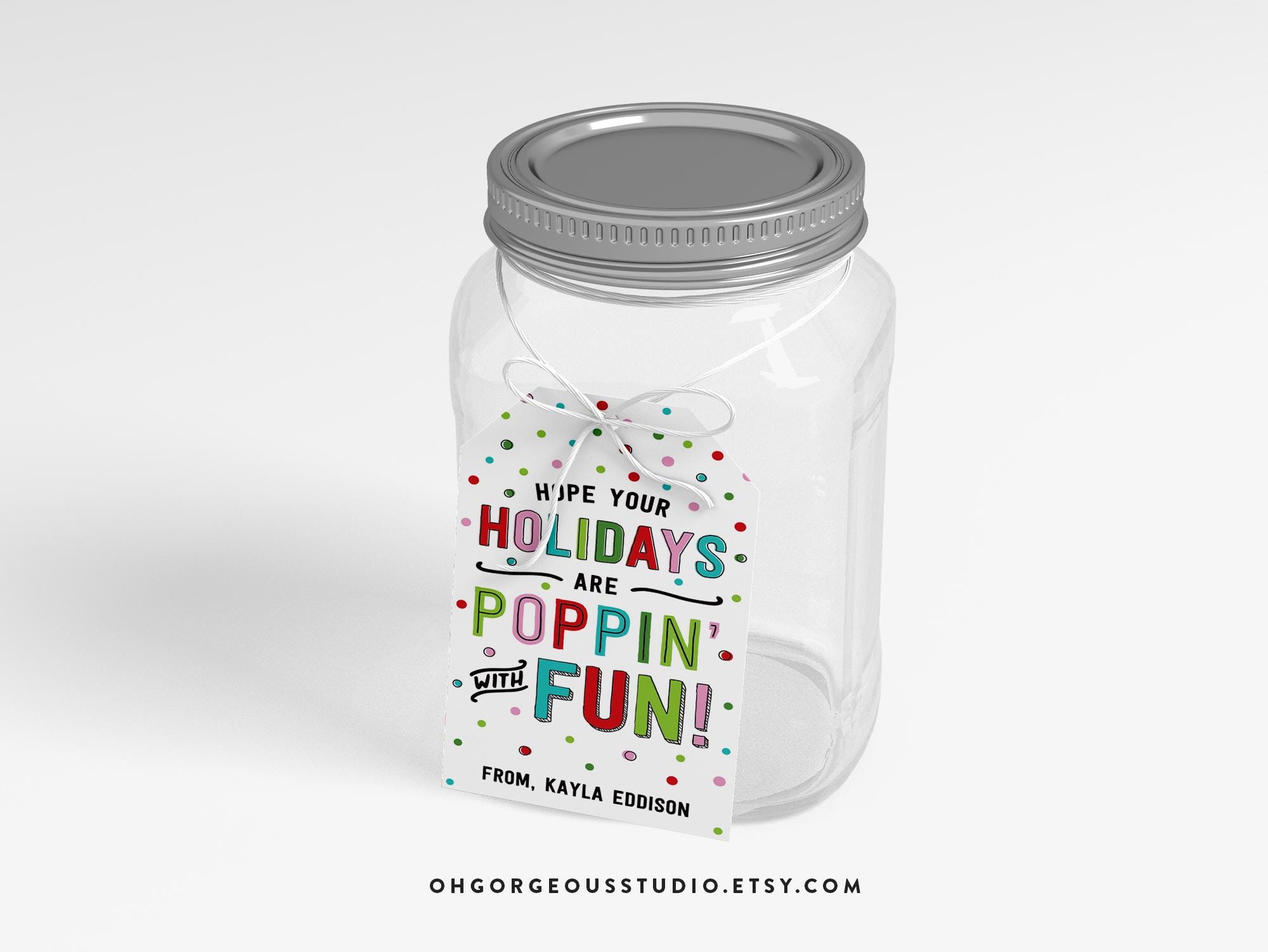 Poppin' Holidays Gift Tag: Printable Christmas Tag (editable, PDF) - Etsy