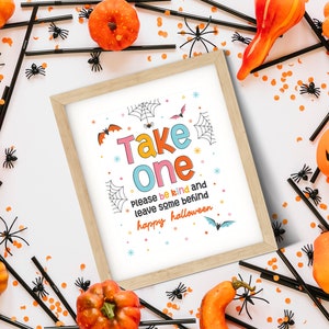 Take One Candy Halloween Printable | Trick or Treat 8x10 Sign, Instant ...