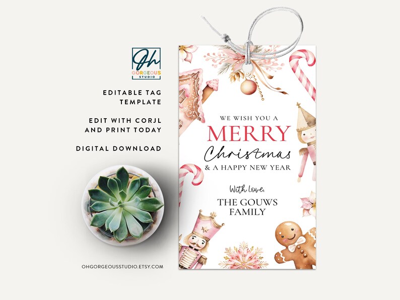Editable Christmas Gift Tag | Printable Holiday Favor (digital Download ...