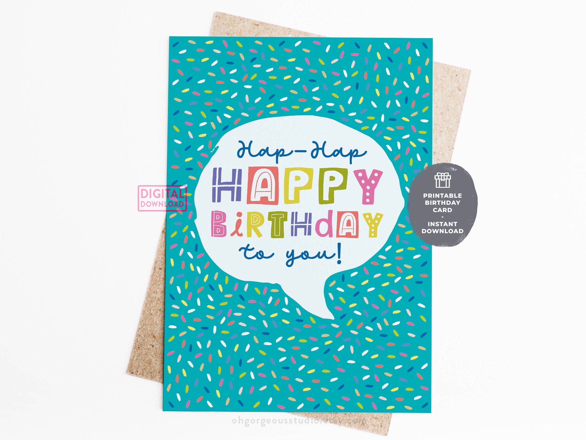 Confetti Birthday Card: Fun Colorful Design (digital Download) - Etsy