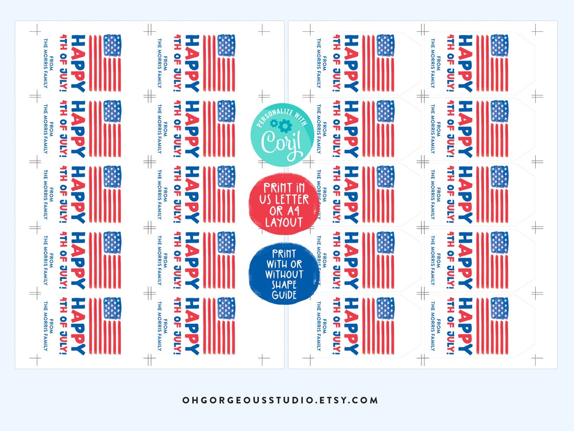 4th of July Favor Tag Printable Gift Tag Independence Day - Etsy