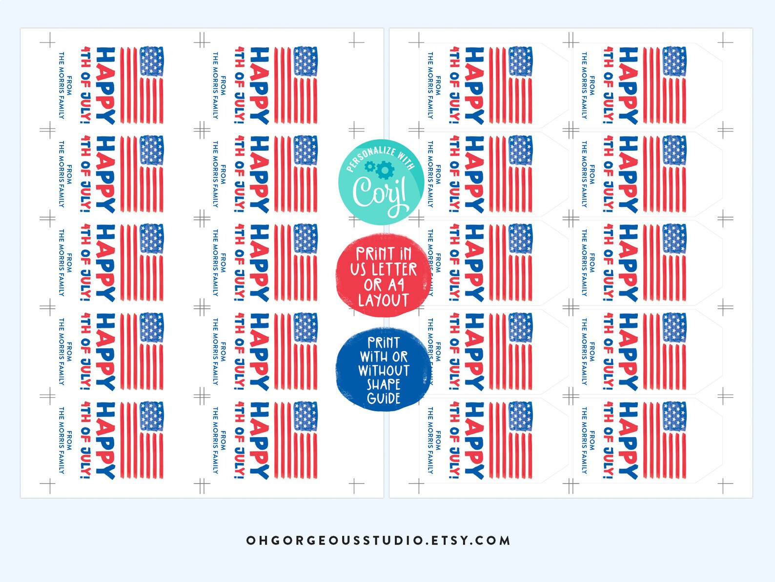4th of July Favor Tag Printable Gift Tag Independence Day - Etsy